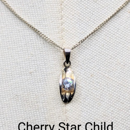 Sterling silver interesting folded cz taco pendant on 925 chain ...