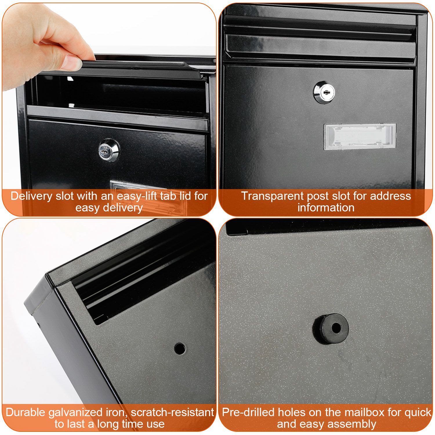Wall Mounted Lockable Mailbox Outdoor Large Key Drop Box Heavy Duty ...