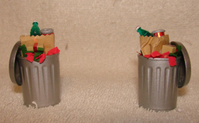 Dept 56 Original Snow Village Christmas TRASH CANS Set 2 5209-4 MIB | eBay