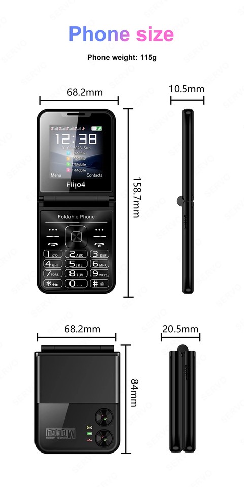 SERVO Unlocked 4 SIM Card Slots Mini Foldable Mobile Cell Phones NEW ...