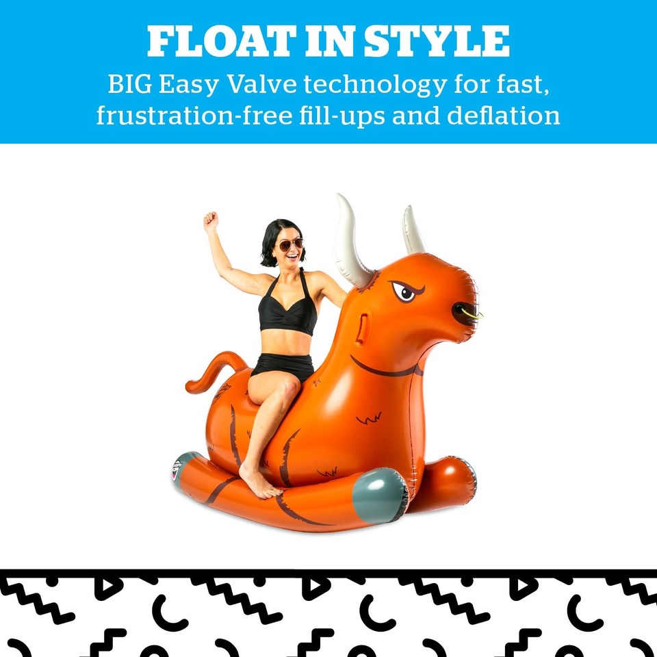 Inc. Giant Bull Rocker Pool Float, Inflatable Summer Party Water Toy ...