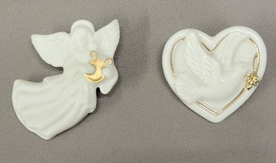 Pair Lenox Vintage Brooch Pins - Dove of Peace and Angel with Harp ...