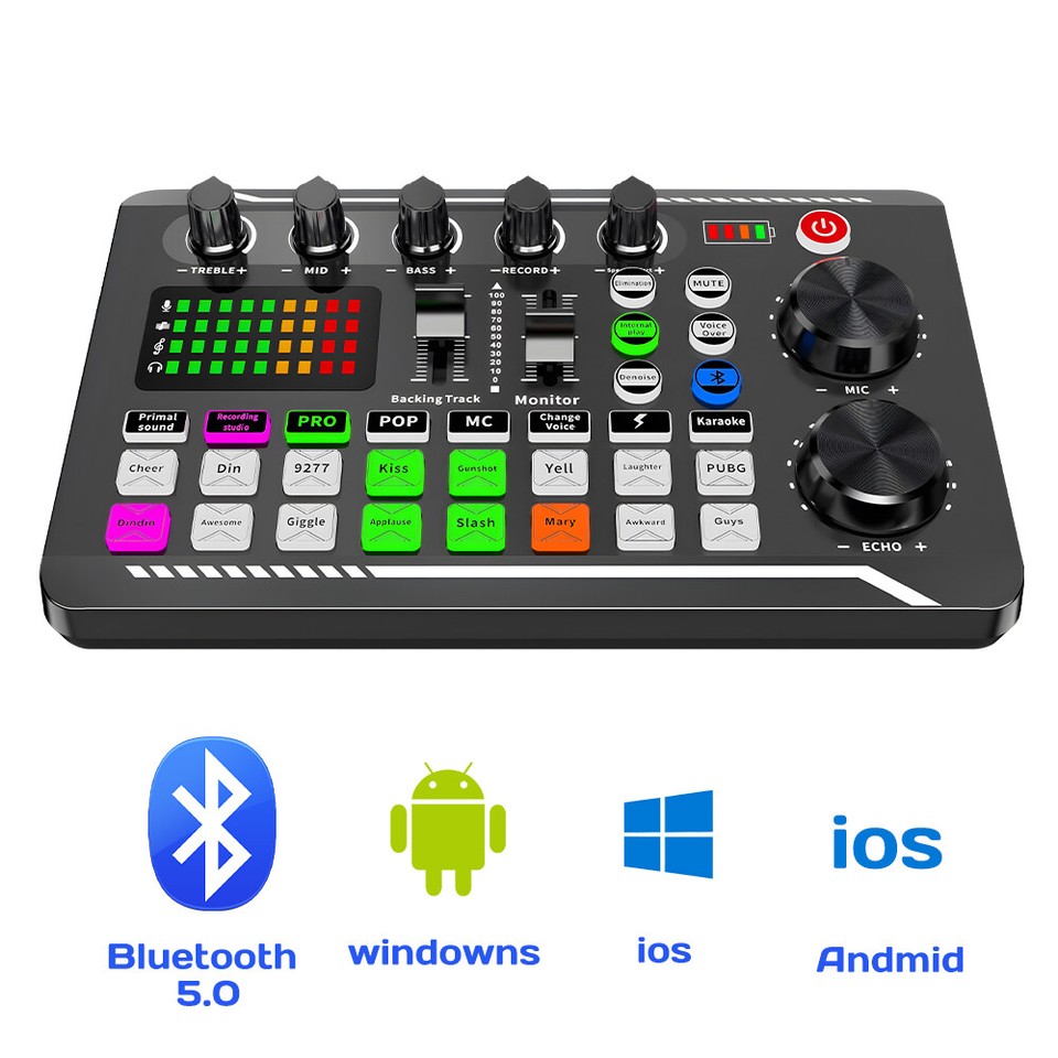 Professional Audio Mixer Live Sound Card with DJ Mixer Effects and ...