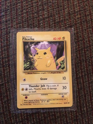 Pokemon Base Set PIKACHU YELLOW CHEEKS Card 58/102 LP Rare! Mint! PSA ...