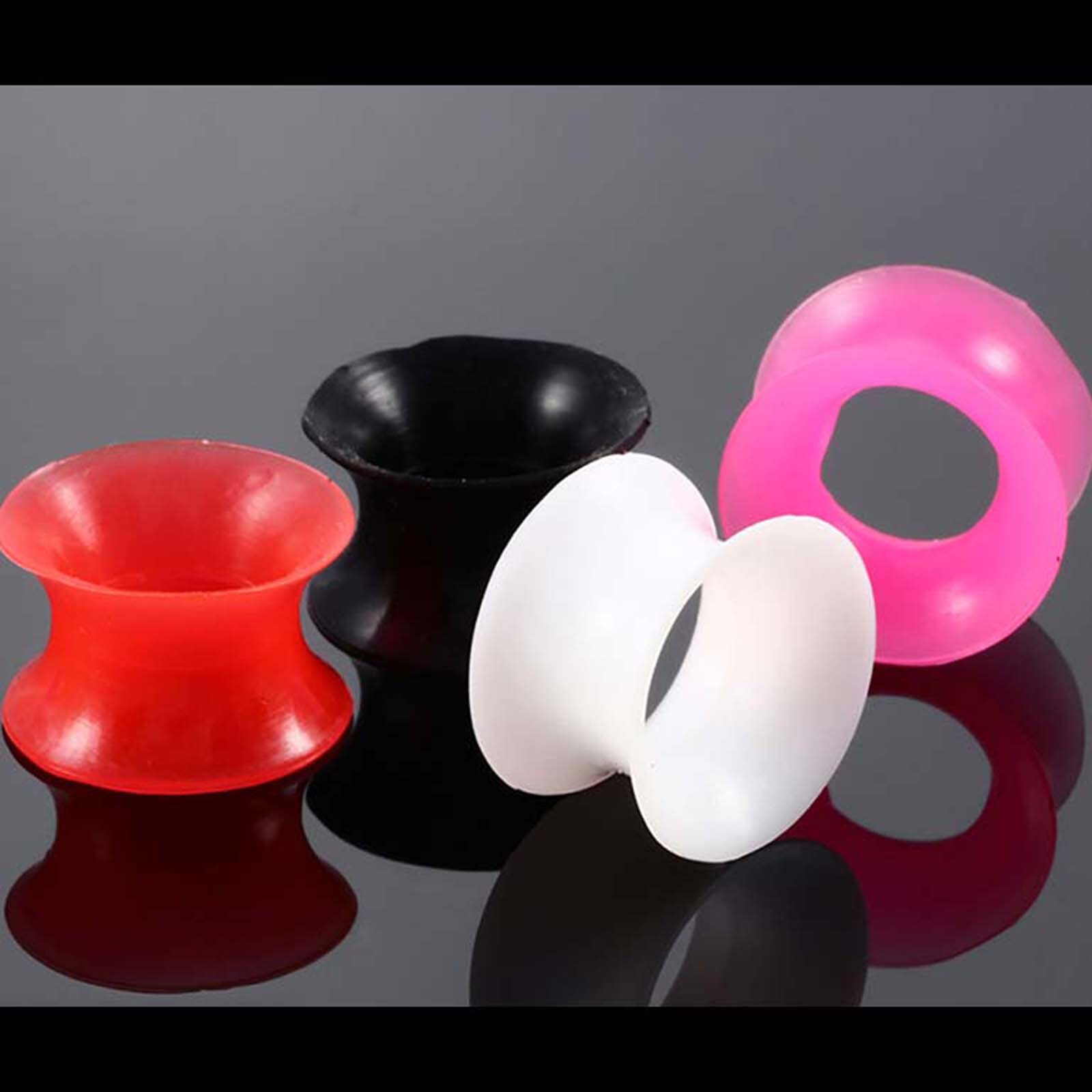1Pair Soft Silicone Ear Tunnels Plugs Flexible Stretcher Taper Piercing ...