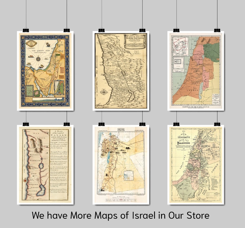 Israel and Occupied Territories 2018 Map Palestine Lebanon Gaza Middle ...