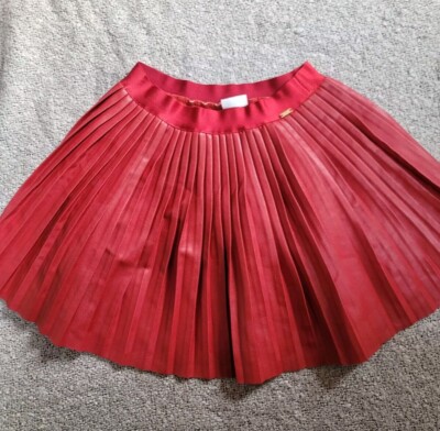 Mayoral Girl Skirt 6 7 Years Red Pleated Leather Effect Boden Zara ...