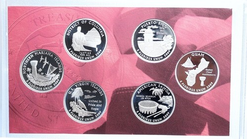 2009 S US Territory DC MARIANA PR GUAM SAMOA Proof Silver 25c 6 Coin ...