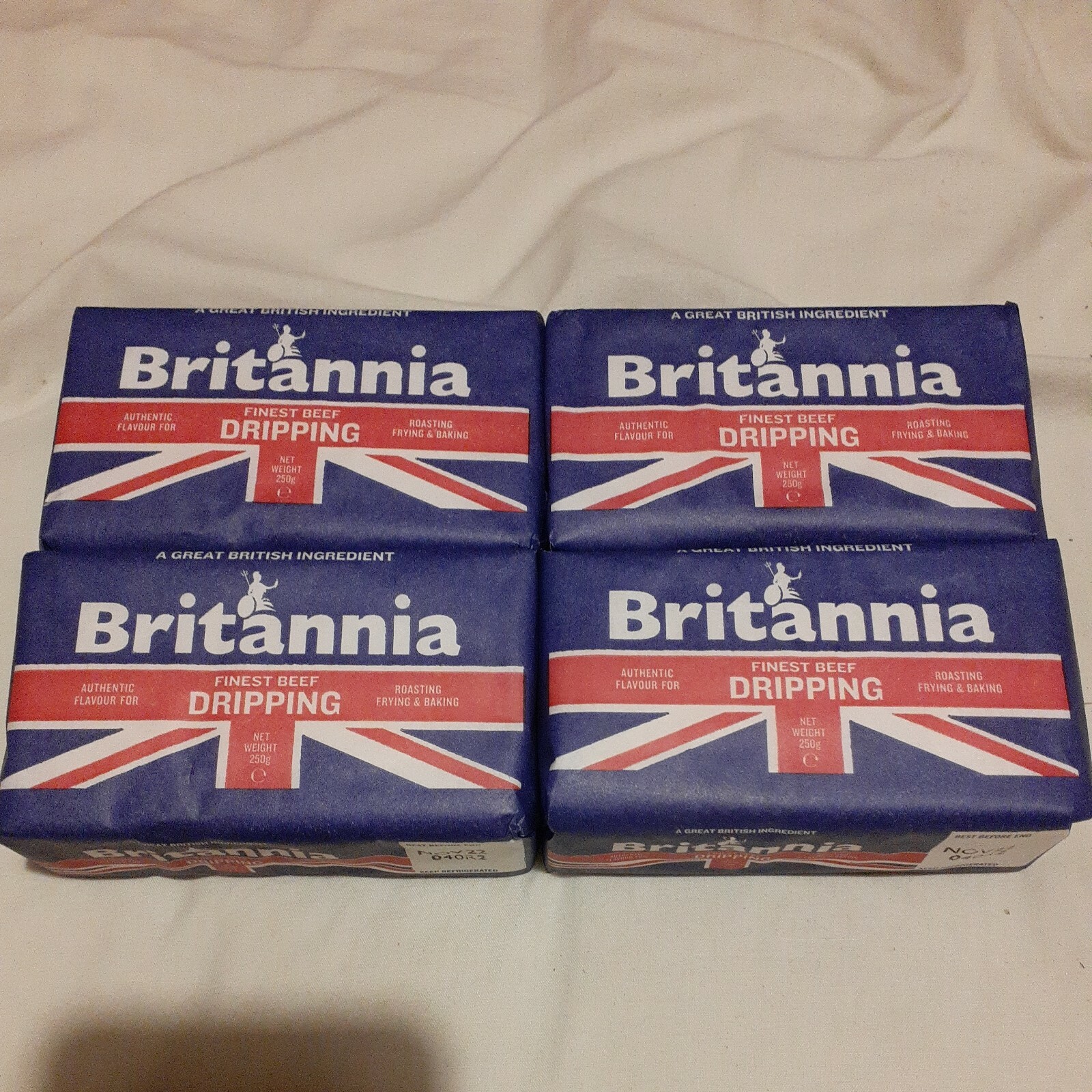 4 blocks of Britannia Finest Beef Dripping, Great Taste. 1kg. FREE P&P ...