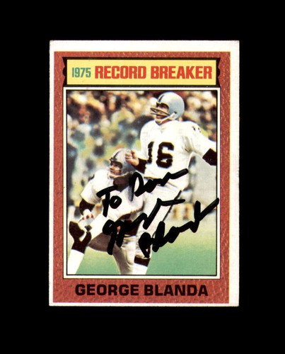 George Blanda Signed Original 1976 Topps 1975 Record Breaker Oakland ...