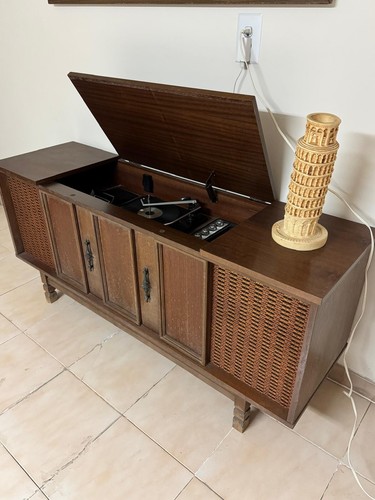 Antique music cabinet with AM FM Radio , Record Player and Cartridge ...