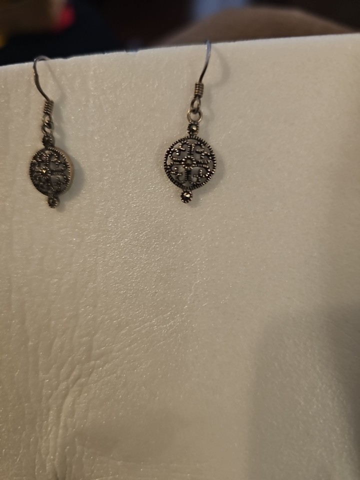Vintage sterling silver and marcasite filigree dangle earrings | eBay
