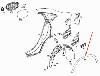MERCEDES-BENZ GLC X253 REAR RIGHT WHEEL ARCH COVER TRIM A2538850822 NO ...