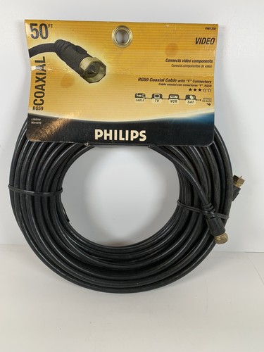 Phillips Black Coaxial Quality Cable 50Ft Connect Video Components | eBay