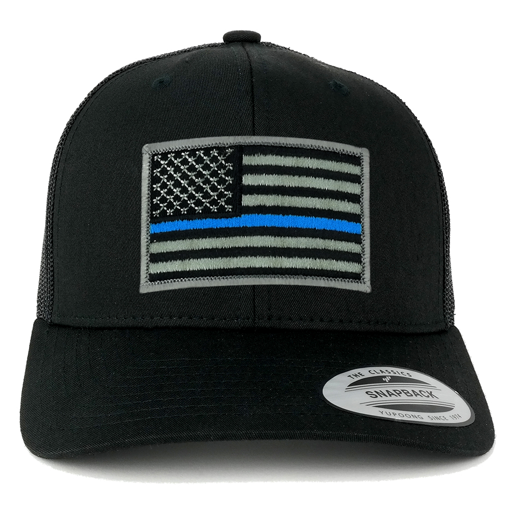 FLEXFIT American Flag Patch Snapback Trucker Mesh Cap - BLACK | eBay