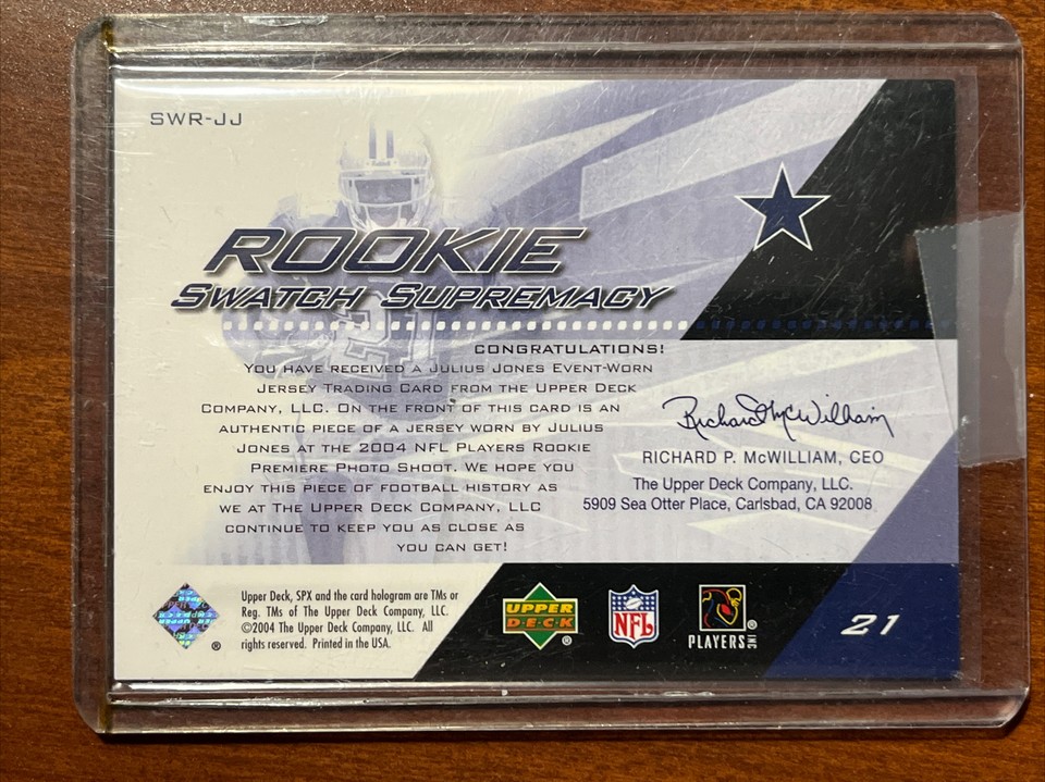 2004 SPx Jersey Swatch Supremacy Dallas Cowboys Julius Jones #SWR-JJ ...