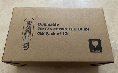 12 Pack of T6/T25 LED Edison Bulb, 4W LED Candelabra Bulbs Dimmable | eBay