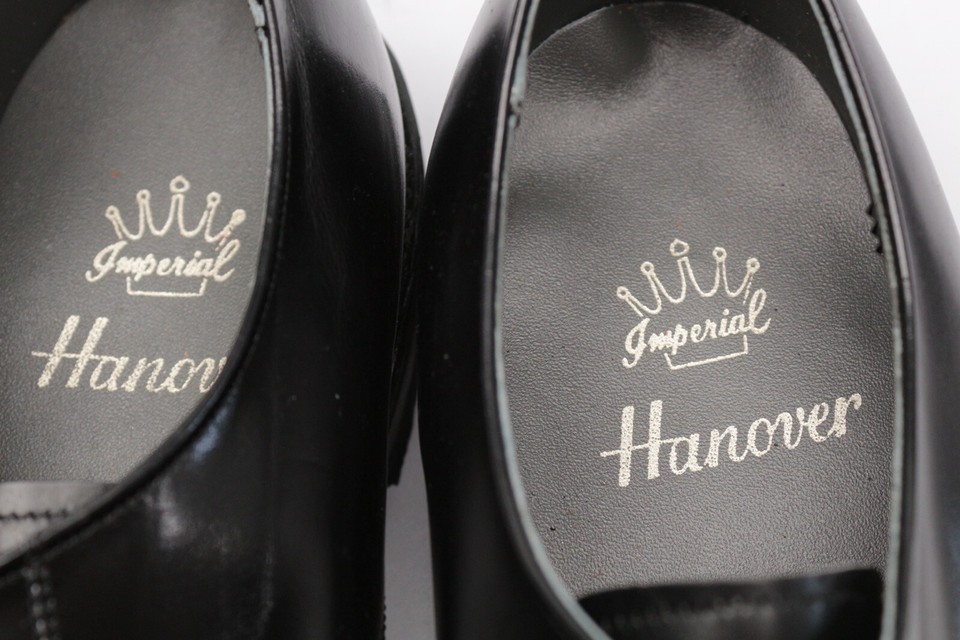 VTG Hanover Imperial Dress Shoes Mens 10 D/B Black Leather Plain Toe ...