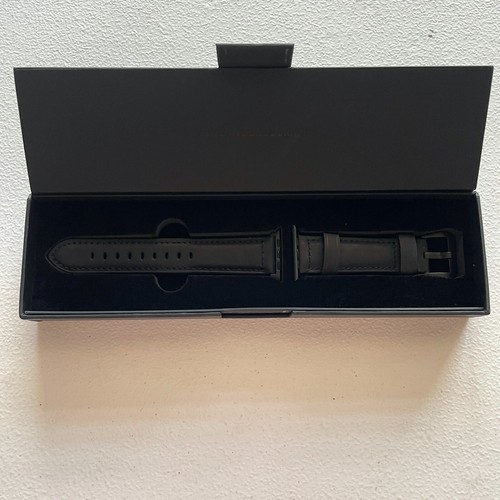 Bullstrap Black Leather Watch Band for Apple Watch 42-45m LONG | eBay