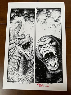 Godzilla Vs King Kong 2019 Signed Art Print 13X19 by Arthur Adams | eBay