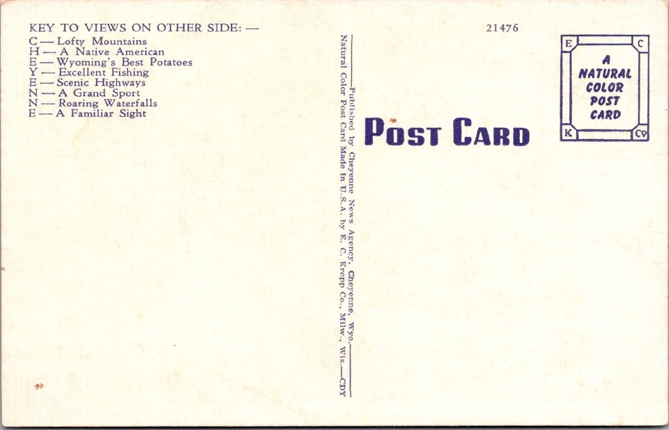 Greetings From Cheyenne, Wyoming Large Letters Views Vintage Linen ...