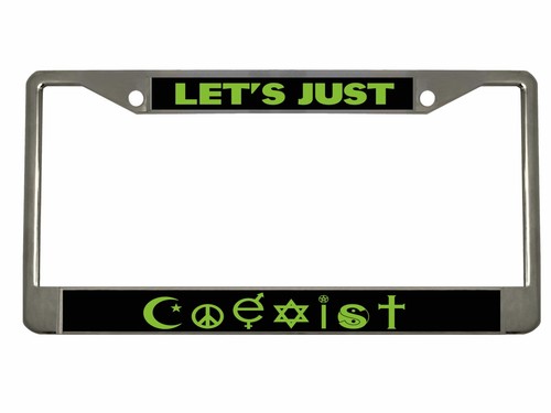 Let's Just Coexist Religious Metal Auto License Plate Frame Car Tag ...