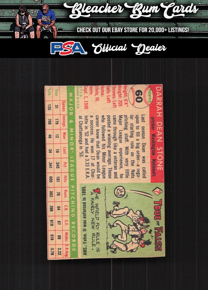 1955 Topps 60 Dean Stone Auto Trimmed | eBay