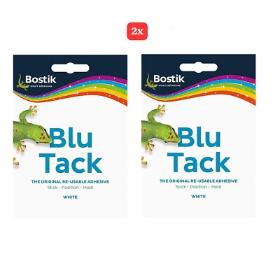 2x WHITE BLU TACK BOSTIK Sticky Reusable Adhesive Handy School Home ...