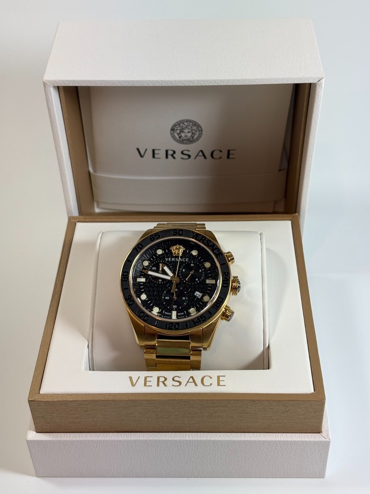 Versace Men's VE6K00523 Greca Dome Chronograph Gold Swiss Made Watch ...