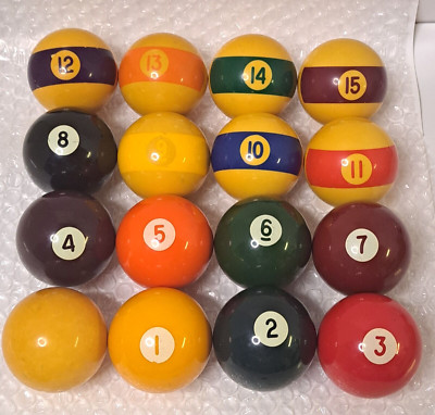 Vintage Multicolor Bakelite Billiard Balls 2" Pool Game Pool Balls Set ...