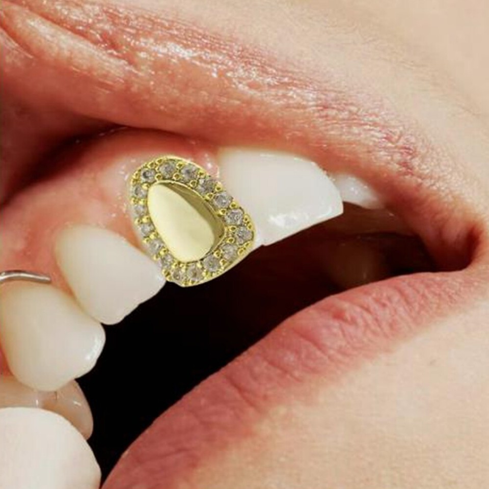 Single Grills Cap for Teeth, Hip Hop Jewelry Single Tooth Cap Round ...