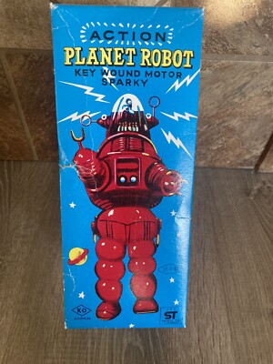 BLACK ACTION PLANET ROBOT Yoshiya KO Japan key wound sparky motor ...