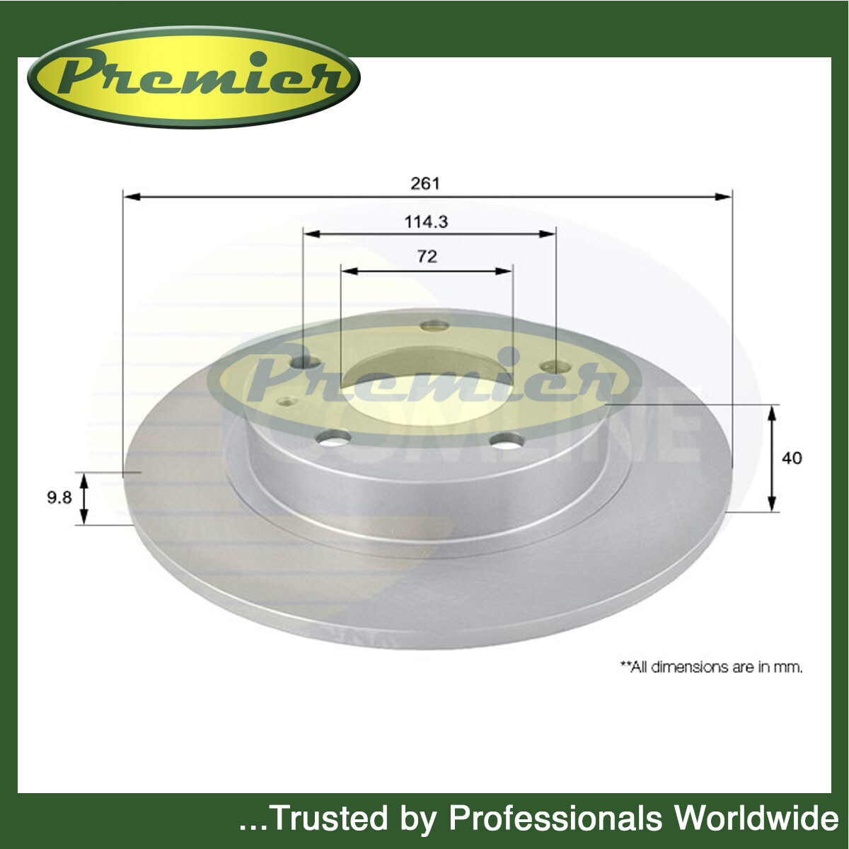 Premier Rear Brake Disc Fits Mazda 626 Premacy MX-6 Xedos 6 Ford Probe ...
