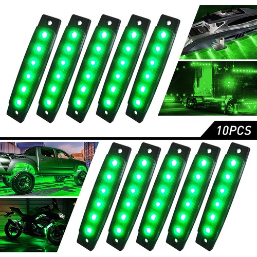 10 X Green LED Clearance Side Marker Light Indicator Lamp Strip Truck ...