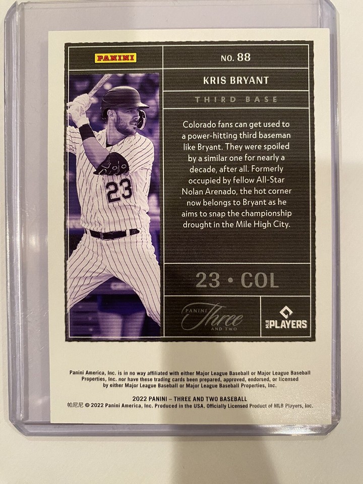 2022 Panini Three And Two Kris Bryant /99 Colorado Rockies SP #88 | eBay