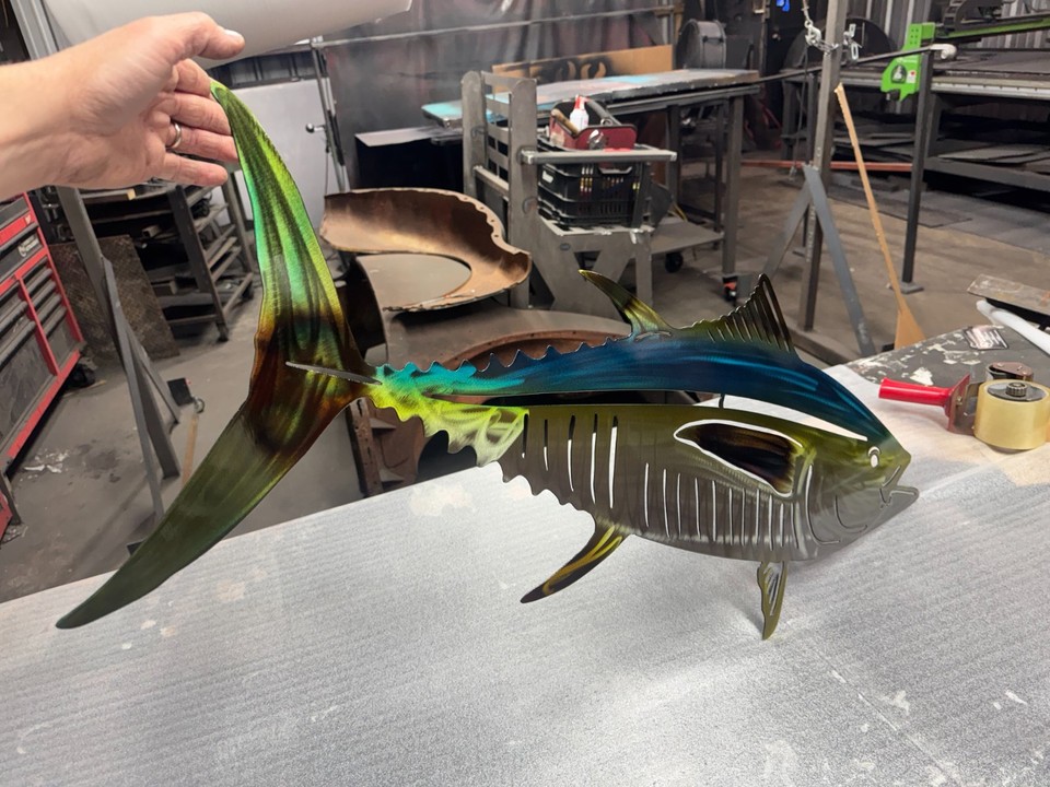 28" Wide Plasma Cut Metal Tuna Fish Wall Art – Coastal Nautical Decor ...