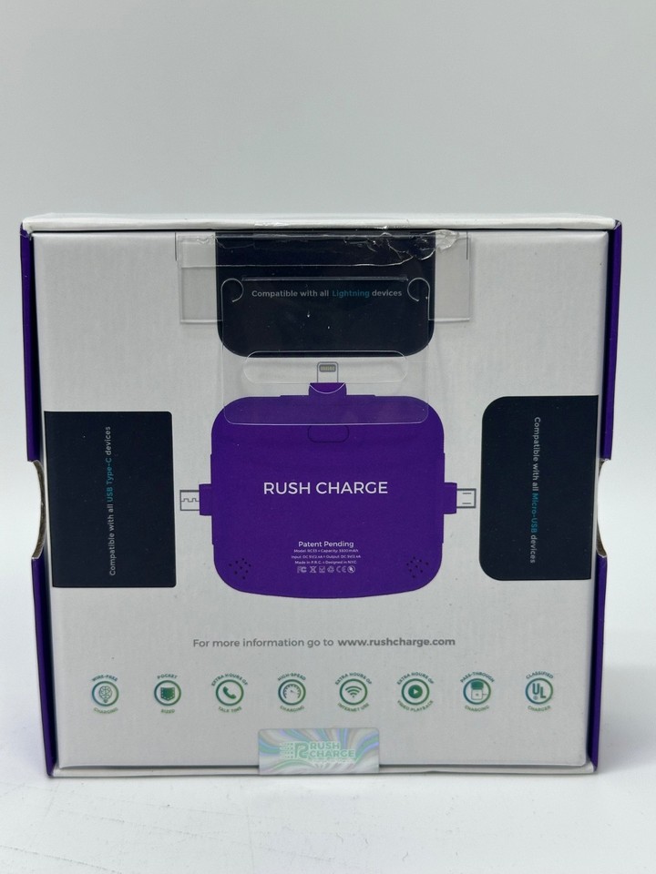 Rush Charge, 3 in 1 Portable Charger, 3300mAh, RC33, Purple,Apple,Samsung | eBay
