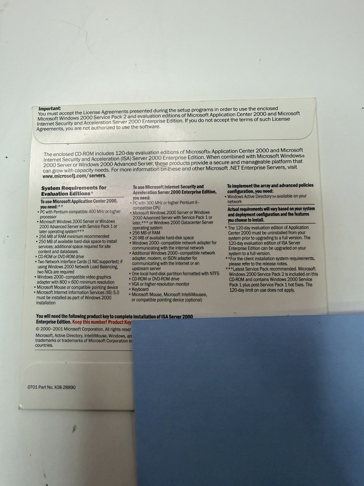 Microsoft Application Center 2000 + ISA Server 2000 Enterprise – Eval Kit | eBay