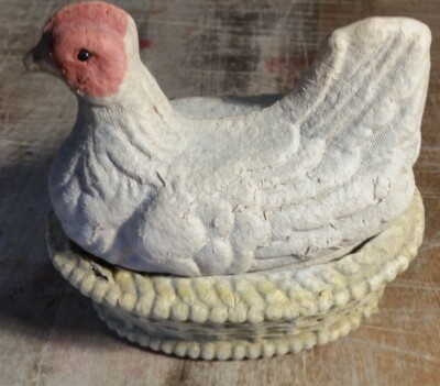 Rare 1924 Vintage Paper Mache Hen On Nest Burt Company Candy Container ...