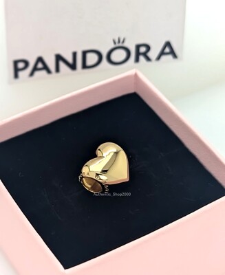 New 100% Authentic PANDORA 14k Gold Pl Be Love Engravable Heart Charm ...
