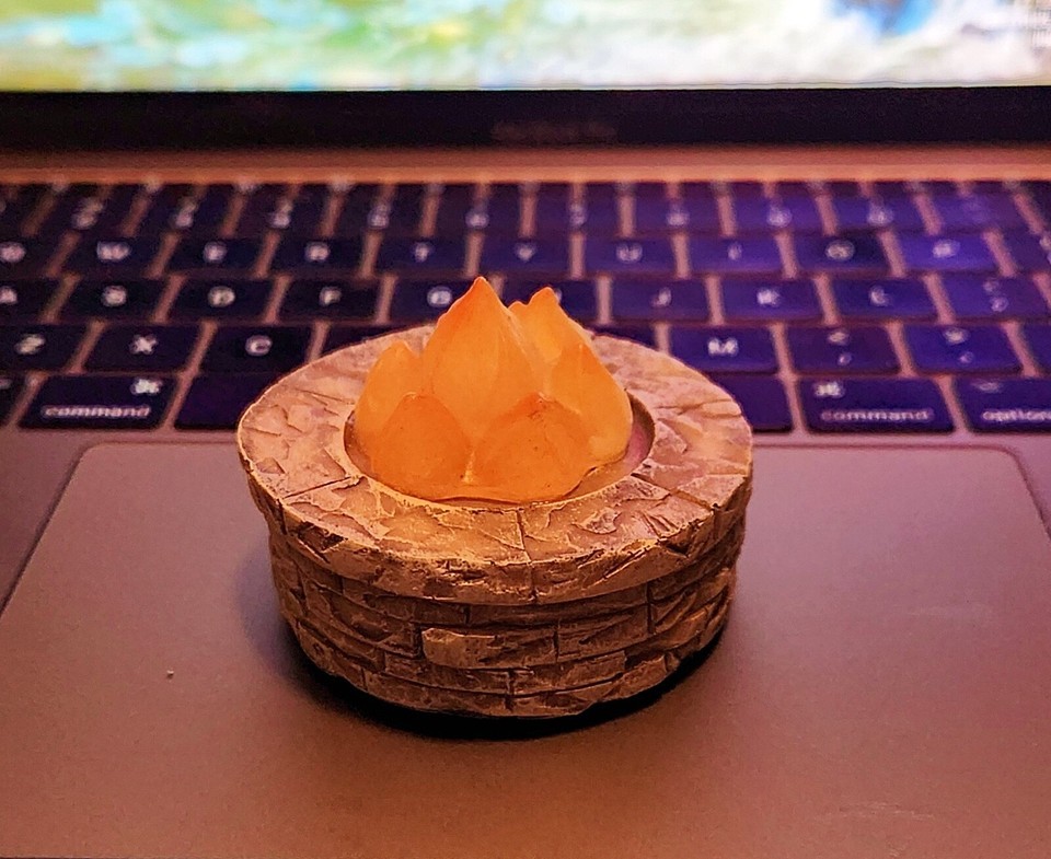 MINIATURE FIRE PIT w/ FIRE LED LITE for FAIRY GARDEN DOLLHOUSE RESIN ...