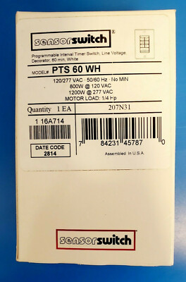 SENSOR SWITCH PTS 60 WH, Programmable interval Timer Switch 60 Min ...