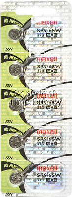 Maxell 373 SR916SW SR916 V373 617 916 Watch Battery 0% MERCURY ( 5 PC ...