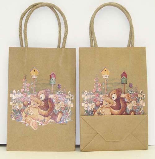 Teddy Bear Embossed Brown Heavy Kraft Paper Gift Bags 8-1/2"x 7"x 4 ...
