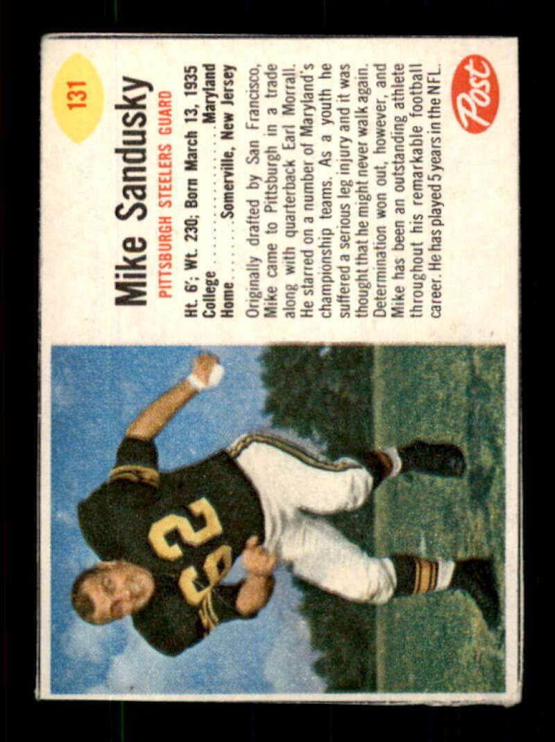 1962 Post Cereal #131 Mike Sandusky VG/VGEX Steelers 539070 | eBay