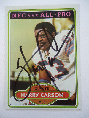 Harry Carson - 1980 Topps Autographed Football card # 135 - N.Y. Giants ...