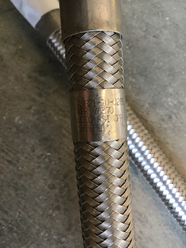 2 Titeflex AS621-10-0285, MFR 78570, 3000 PSI, 9/88, Braided S.S. Hoses ...