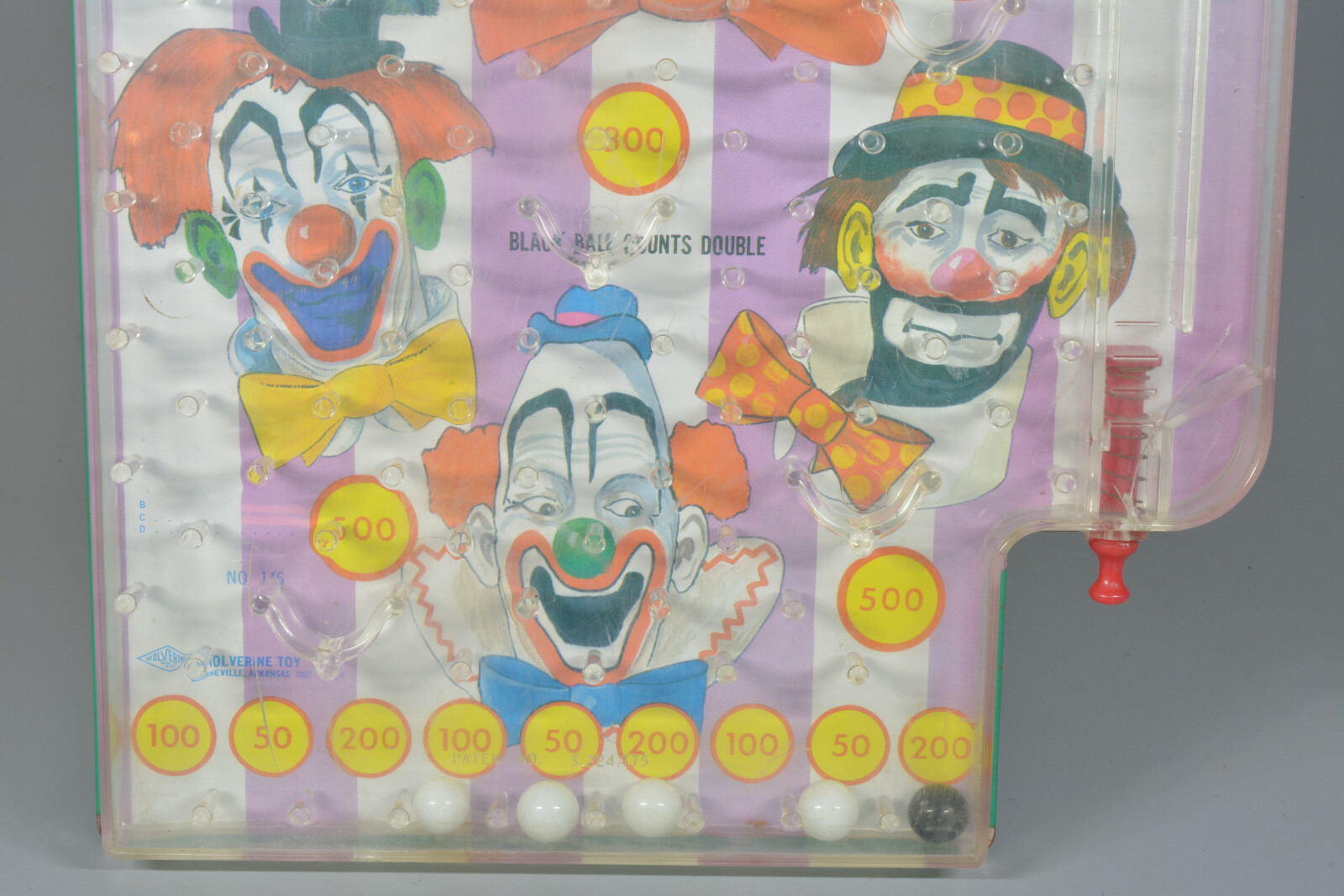 TOY PINBALL MACHINE CLOWN Wolverine Toy Co Vintage Tin/Plastic Handheld ...