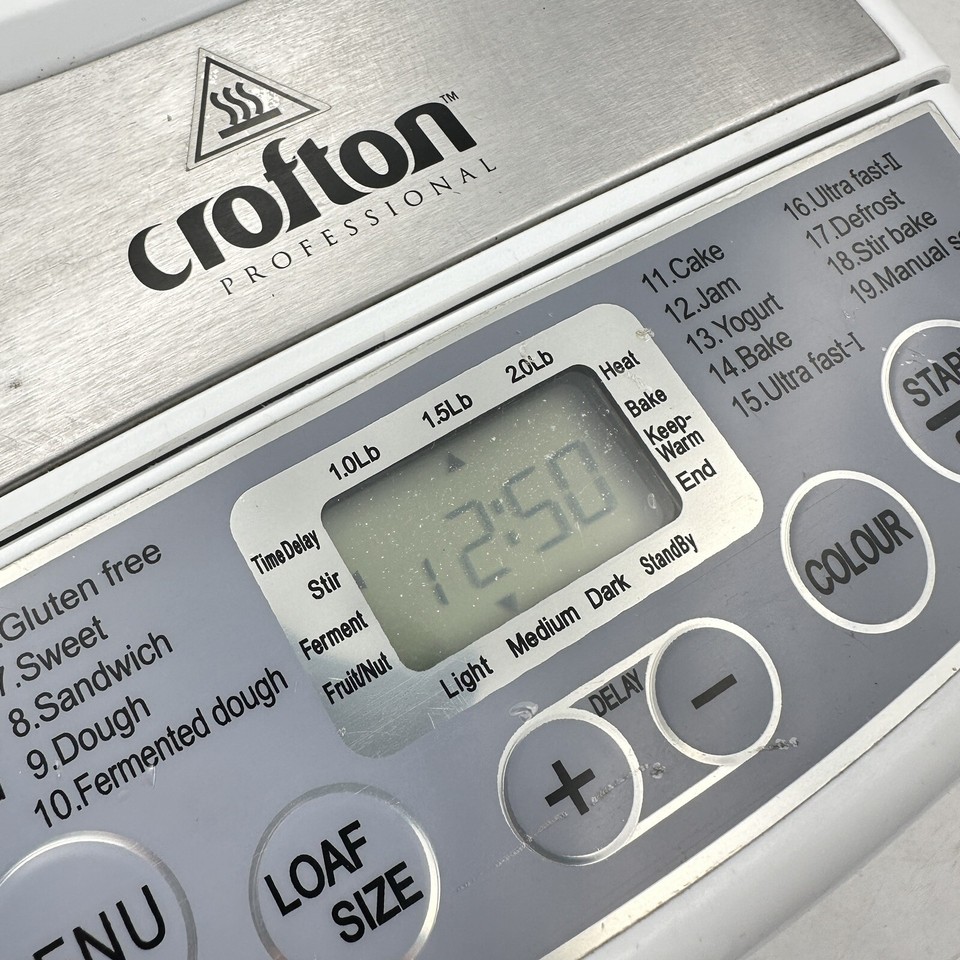 Crofton BM5100B White Professional Bread Maker Oven 19 Settings Pre ...