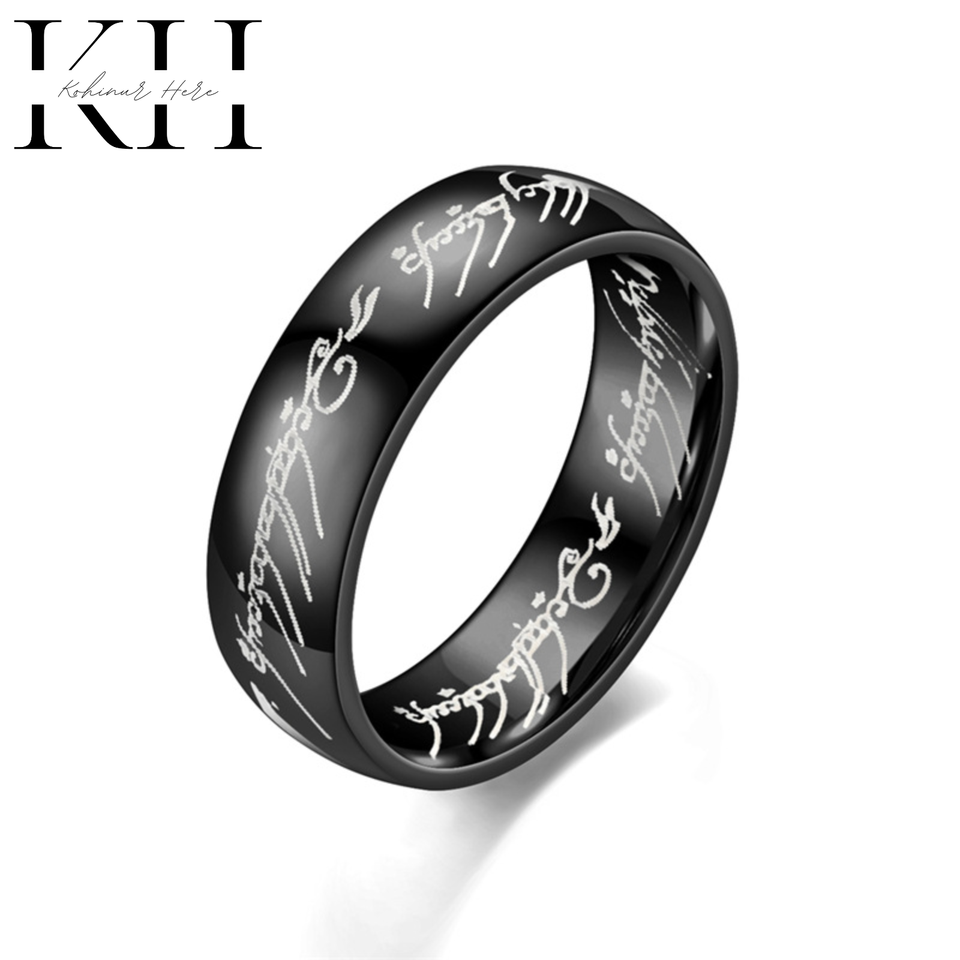 Lord of the Elvish Rings Silver Tungsten Promise One Ring Mens Comfort ...